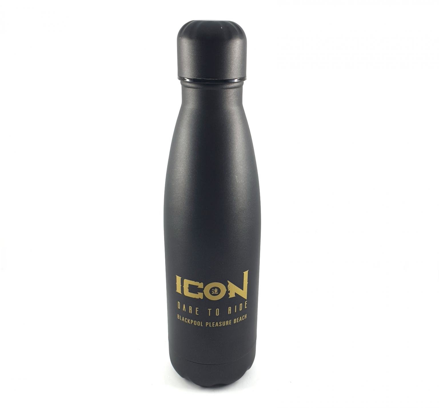 ICON Gold Logo Black Metal Bottle Profile – Pleasure Beach Resort ...