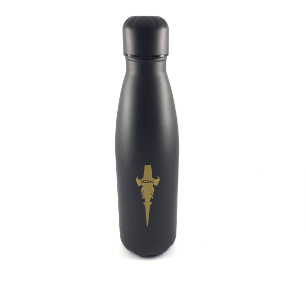 ICON Gold Logo Black Metal Bottle1 – Pleasure Beach Resort Retail Shop